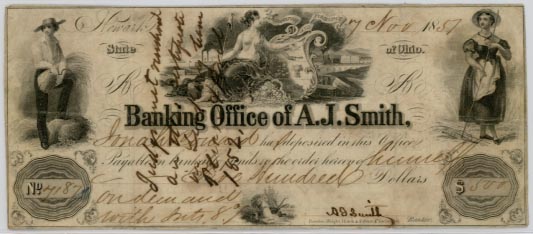 Ohio Obsolete Currency - $500 1851 Banking Office Of A. J. Smith