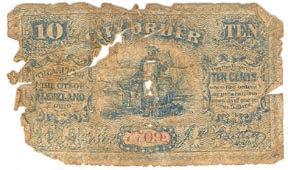 Ohio Obsolete Currency - $.10 1862 City Order, City Of Cleveland